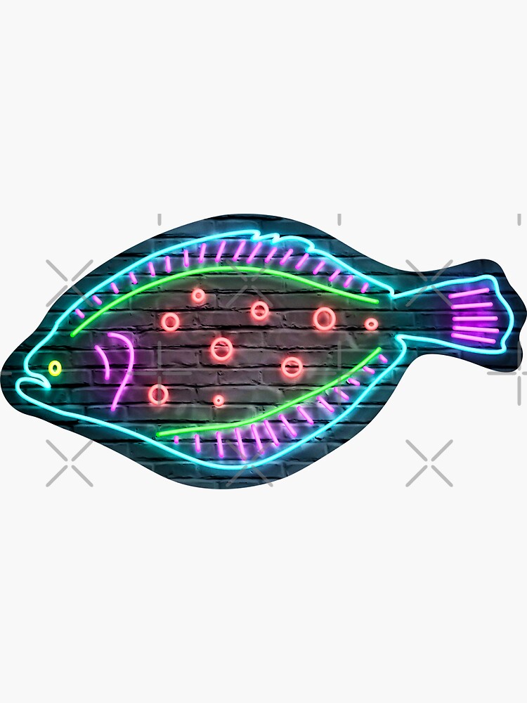 " Summer Flounder (Fluke) Neon Design Print " Sticker for Sale by ...