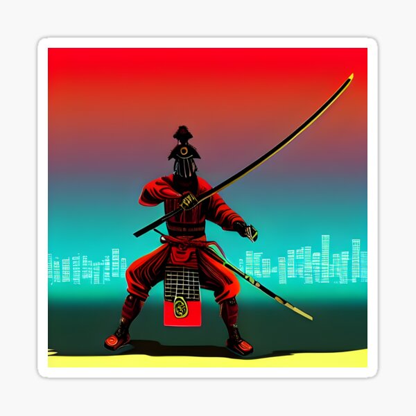 "Synthwave Samurai" Sticker for Sale by Mr-Saxon | Redbubble