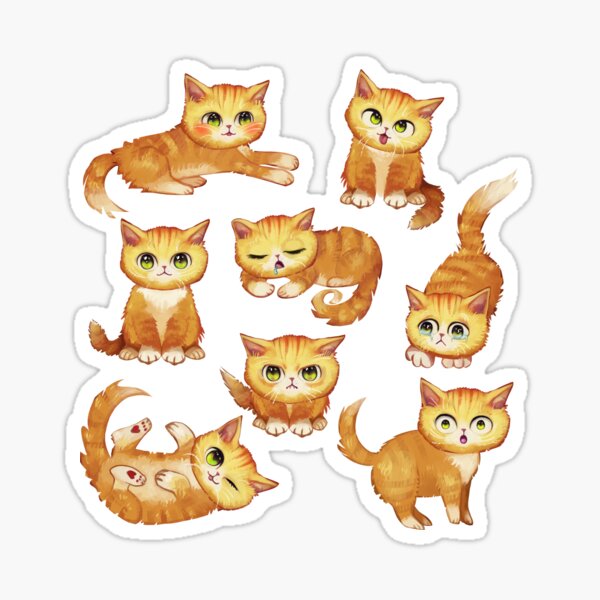 "Cat emotions collection" Sticker for Sale by FinaSusu | Redbubble
