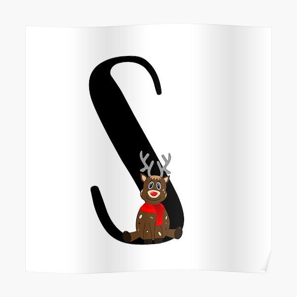 "S Christmas Reindeer Monogram Letter | Alphabet" Poster for Sale by A ...
