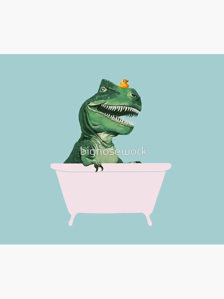 "Playful T-Rex in Bathtub in Green" Shower Curtain for Sale by ...