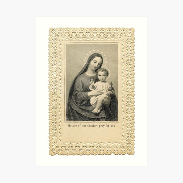 "Vintage Mother Mary With Baby Jesus" Art Print for Sale by ...