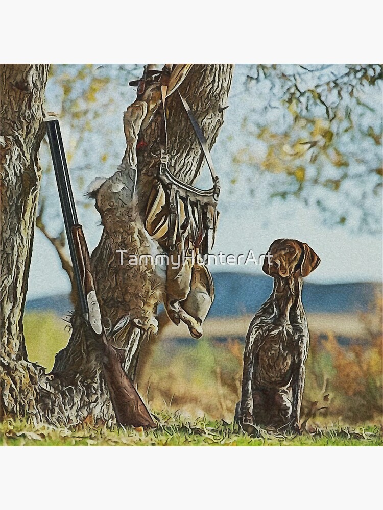 "Rabbit hunting with GSP " Sticker for Sale by TammyHunterArt | Redbubble