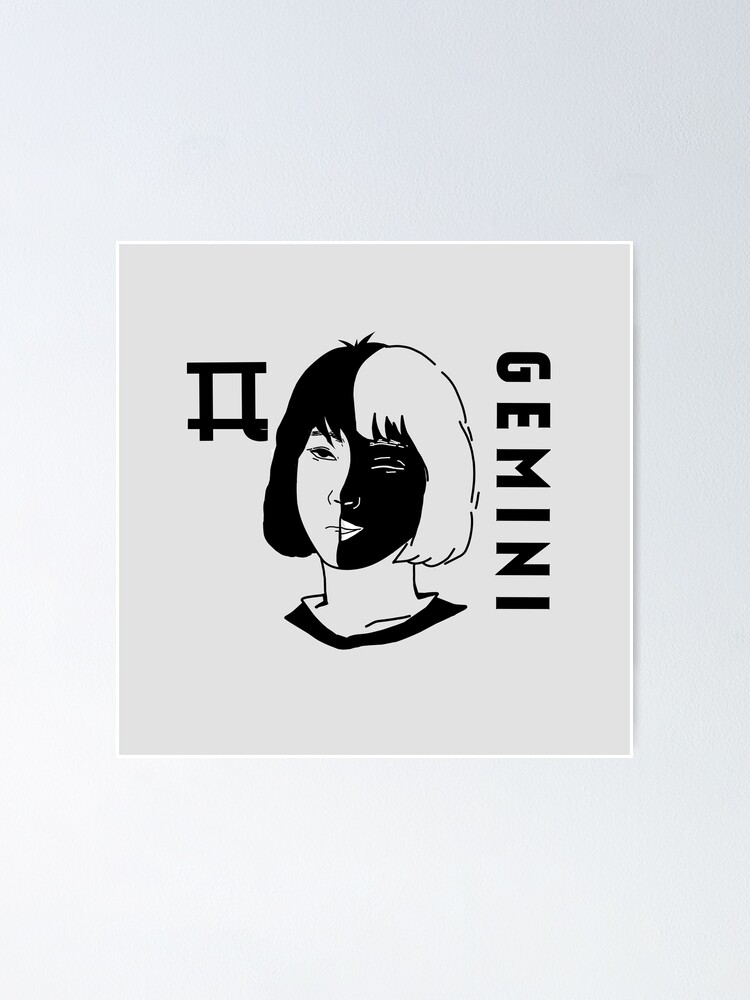 "gemini girl with two faces in black and white" Poster for Sale by ...