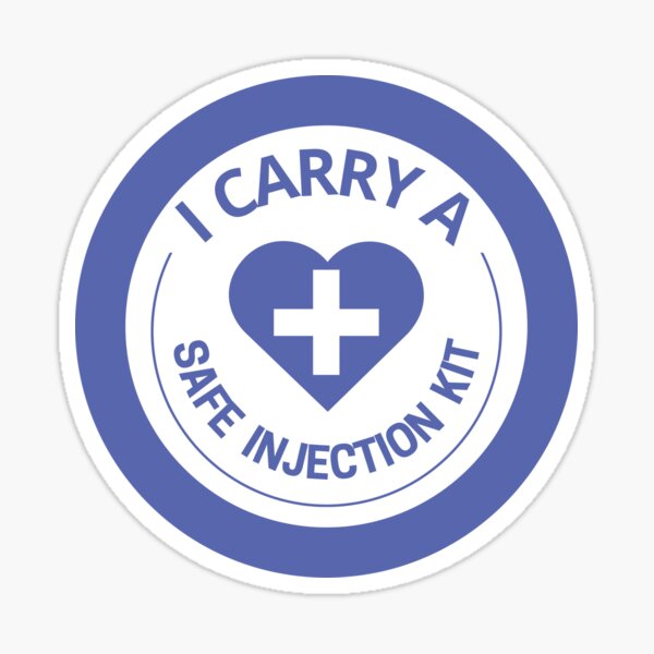 "I carry a safe injection kit" Sticker for Sale by ThoughtJumble ...