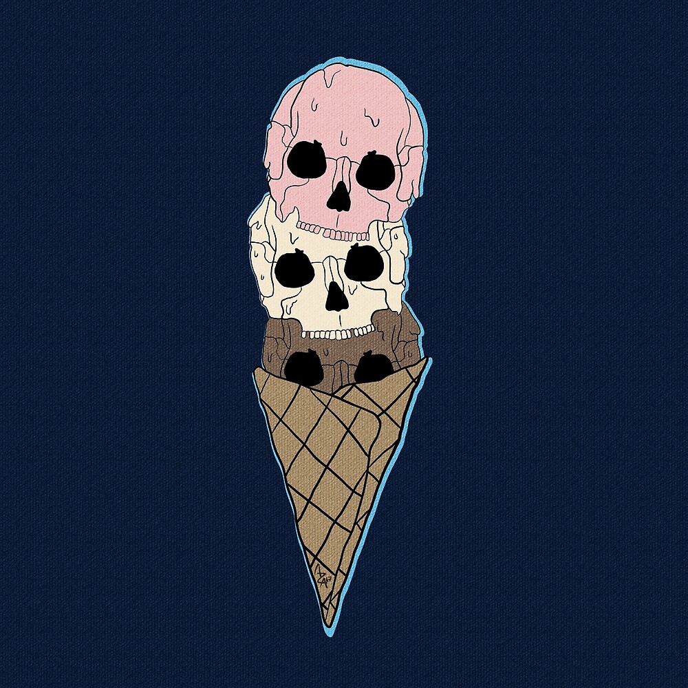 "Warmth Melting Skull Ice Cream Cone" by anonza | Redbubble