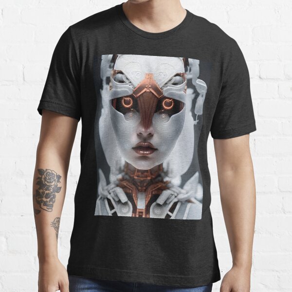 "Cyborg Woman with copper details - modern cyberpunk digital art" T ...