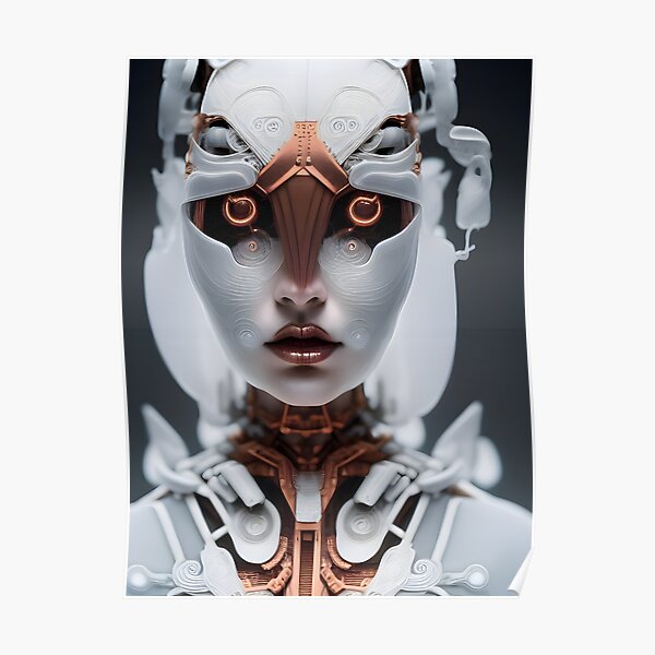 "Cyborg Woman with copper details - modern cyberpunk digital art ...