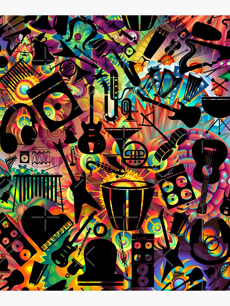 "psychedelic art musical equipment print" Sticker for Sale by IDHouse ...