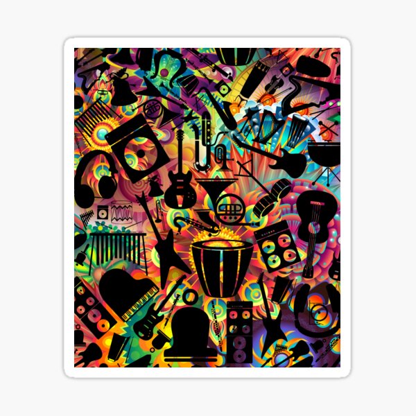 "psychedelic art musical equipment print" Sticker for Sale by IDHouse ...