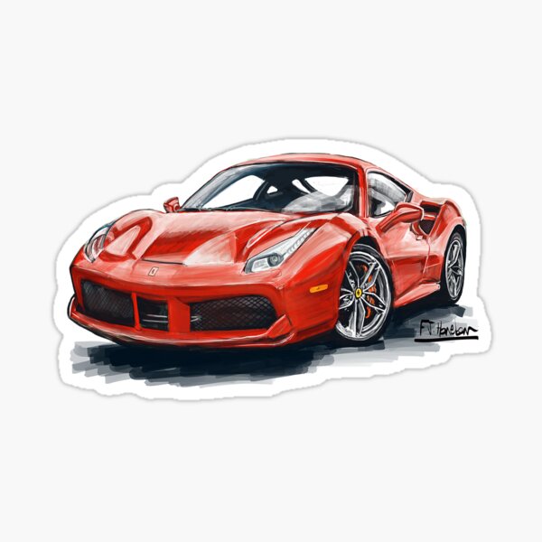 "Ferrari 488 in fiery red." Sticker for Sale by Francohanekom | Redbubble