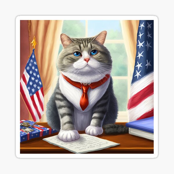 "Cat as President of the USA in the Oval Office" Sticker for Sale by ...