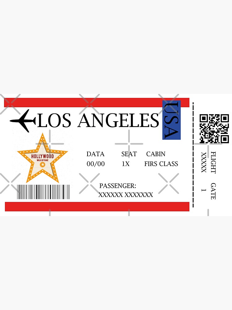 "Flight Ticket Los Angeles" Sticker for Sale by HRistDesign | Redbubble