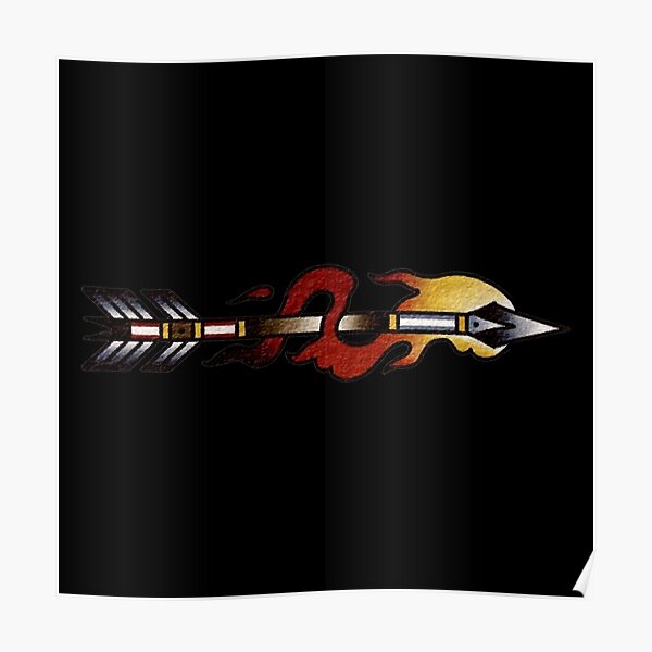 "Traditional Arrow On Fire Tattoo" Poster for Sale by Cesarcali | Redbubble