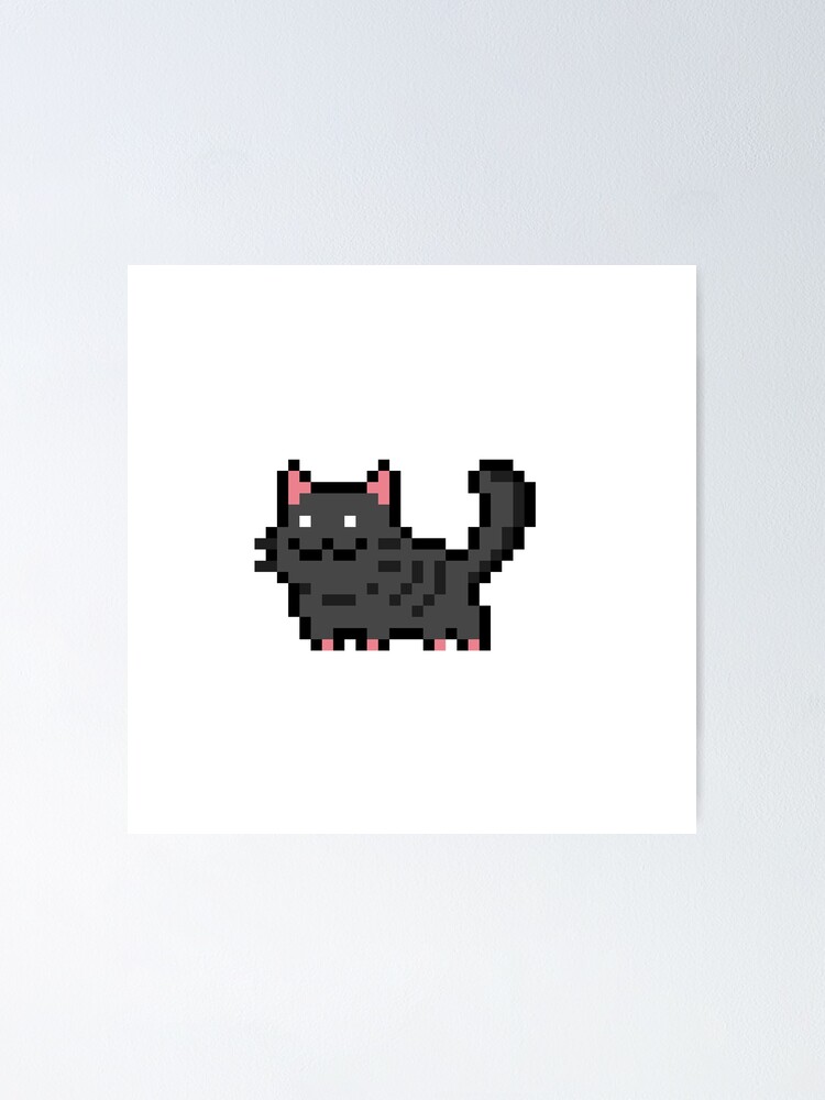 "CUTE BLACK PIXEL ART CAT" Poster for Sale by LeoIsabella | Redbubble