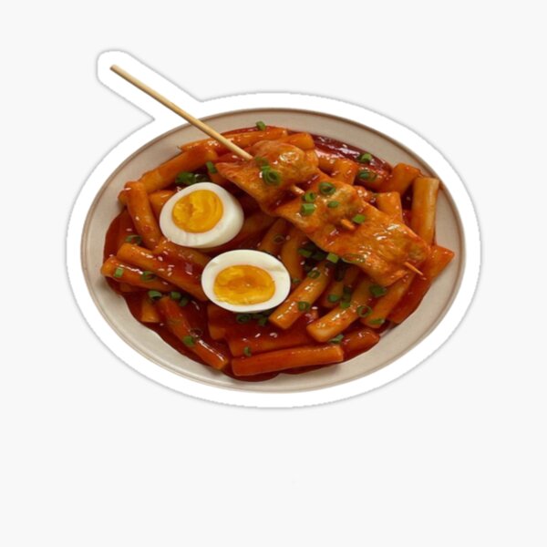 "Rice Cakes Tteokbokki - 떡볶이" Sticker for Sale by Kito-Kato | Redbubble