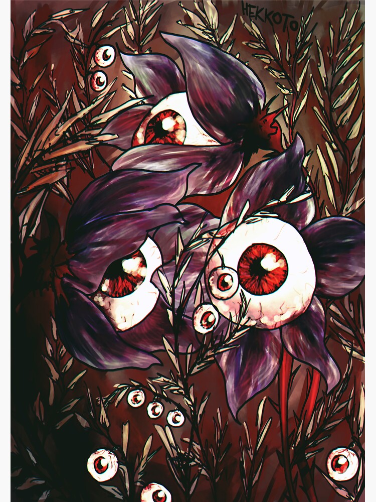 "Aesthetic gothic horror flower, spooky scary eyes" Sticker for Sale by ...