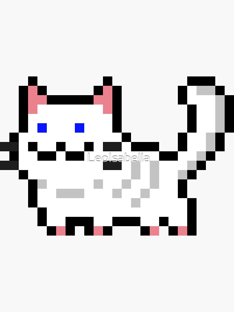 "CUTE WHITE PIXEL ART CAT" Sticker for Sale by LeoIsabella | Redbubble