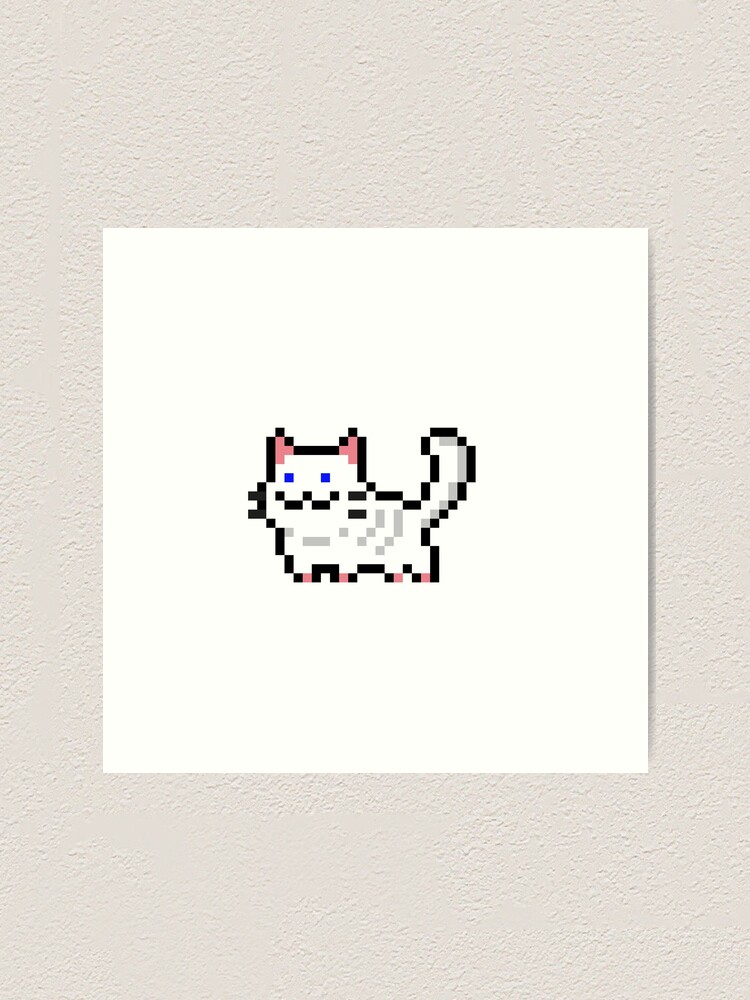 "CUTE WHITE PIXEL ART CAT" Art Print for Sale by LeoIsabella | Redbubble