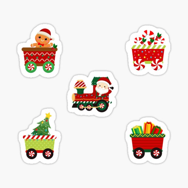 "Christmas Train Sticker Set" Sticker for Sale by MonkeyBizness | Redbubble