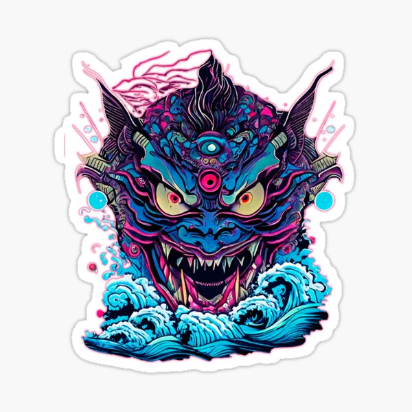 "Cyberpunk Oni " Sticker for Sale by TheSamuraiCat | Redbubble