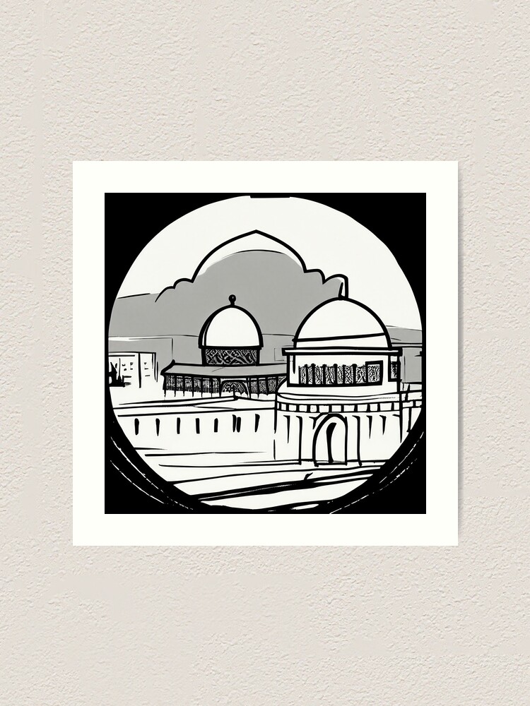 "Dome of the Rock and Masjid al Aqsa Sketch - Palestine" Art Print for ...