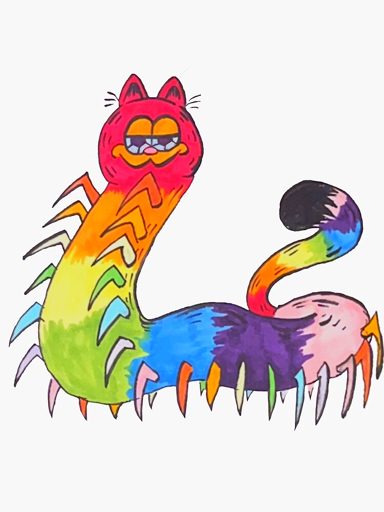 "Rainbow Garfield Centipede" Sticker for Sale by pineapplecheese ...