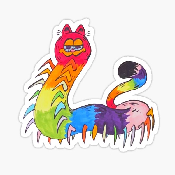 "Rainbow Garfield Centipede" Sticker for Sale by pineapplecheese ...