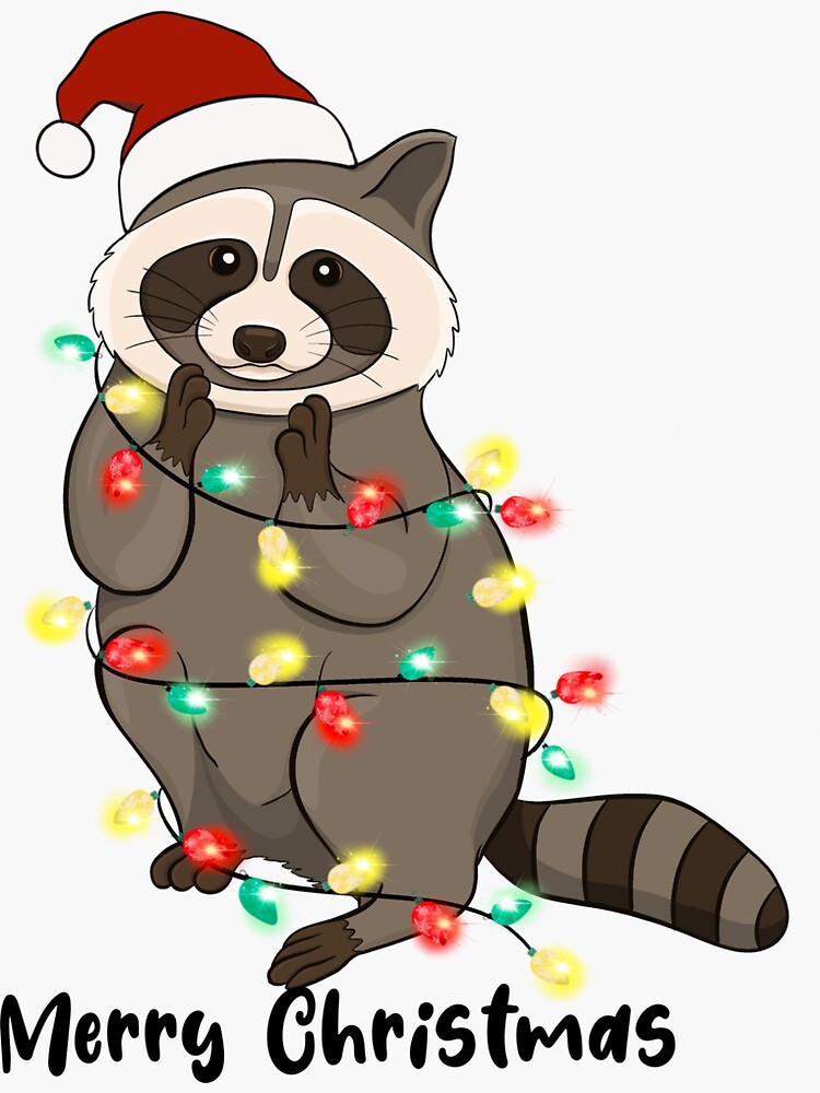 "Cute Merry Christmas Racoon" Sticker for Sale by michellejustice ...