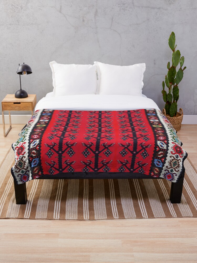 "Boho Kilim Ethnic Tribal Pattern. Symbol of Prosperity and Love" Throw ...