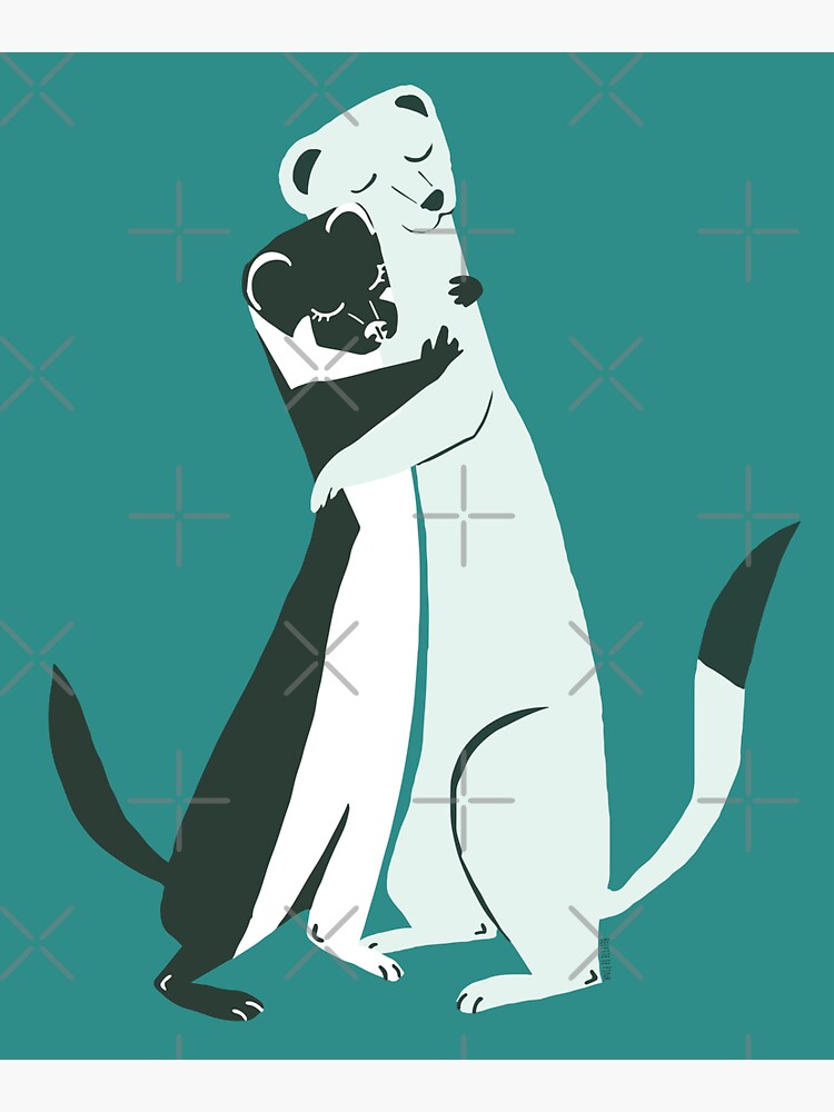 "Weasel hugs pattern in Teal" Sticker for Sale by belettelepink | Redbubble