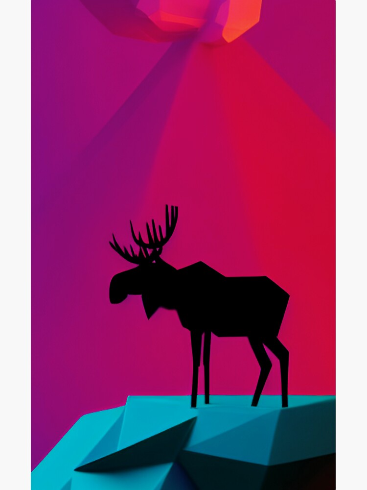"Poly Moose Silhouette on a Hill" Sticker for Sale by AImageX | Redbubble