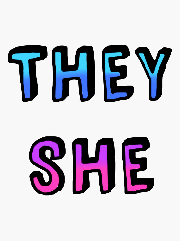 "They/She pronoun letters" Sticker for Sale by alykxfinnley | Redbubble