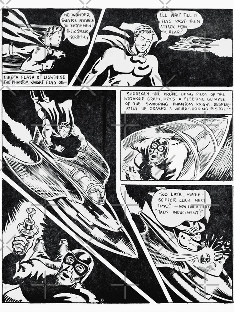 "Black and white vintage comics space battle scene" T-shirt for Sale by ...