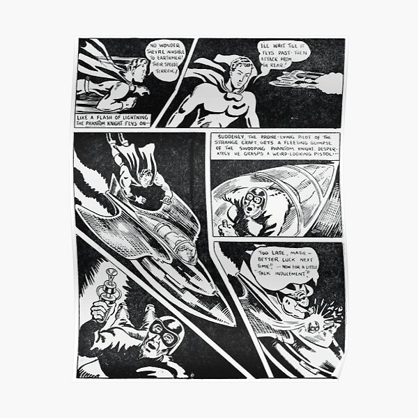 "Black and white vintage comics space battle scene" Poster for Sale by ...