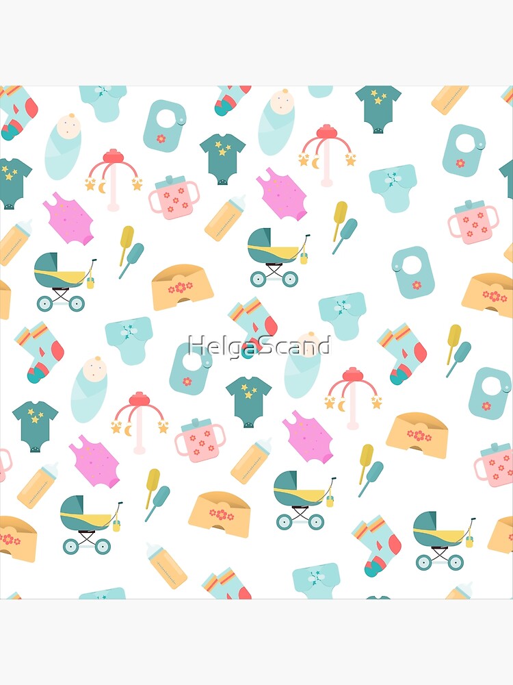Lámina artística «Patrón de iconos de productos para bebés. Iconos ...