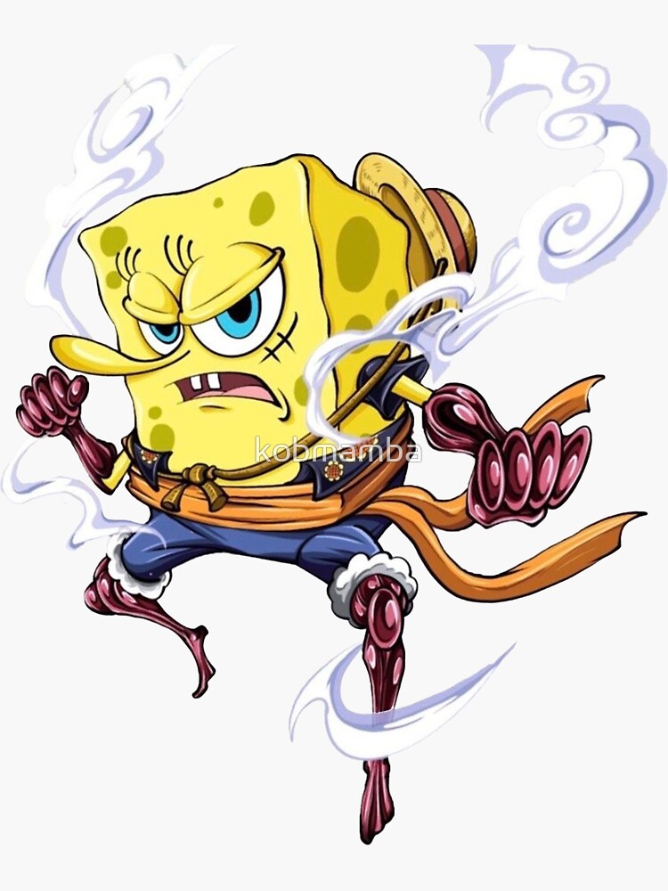"Spongebob Luffy Gear 4 " Sticker for Sale by kobmamba | Redbubble