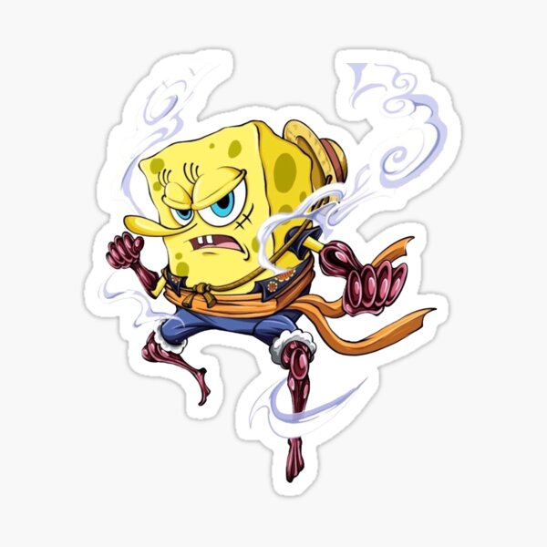 "Spongebob Luffy Gear 4 " Sticker for Sale by kobmamba | Redbubble