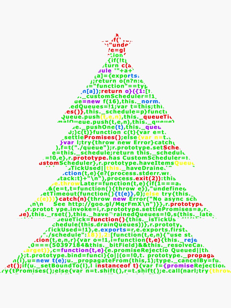 "Christmas tree code, javascript code" Sticker for Sale by T-Look | Redbubble