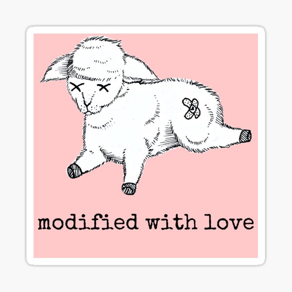 "genetic lamb - "modified with love" original hand drawn" Sticker for ...
