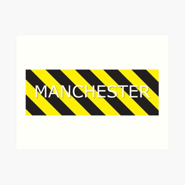 "Manchester 90s Madchester Black Yellow Retro logo" Art Print for Sale ...