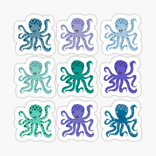 "A Consortium of Octopuses - light blue background" Sticker for Sale by ...