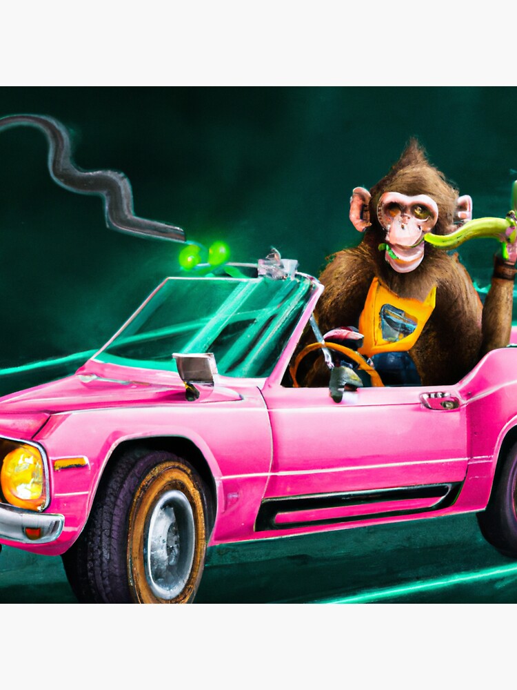 "Monkey Car Meet" Sticker for Sale by zoohumanity | Redbubble