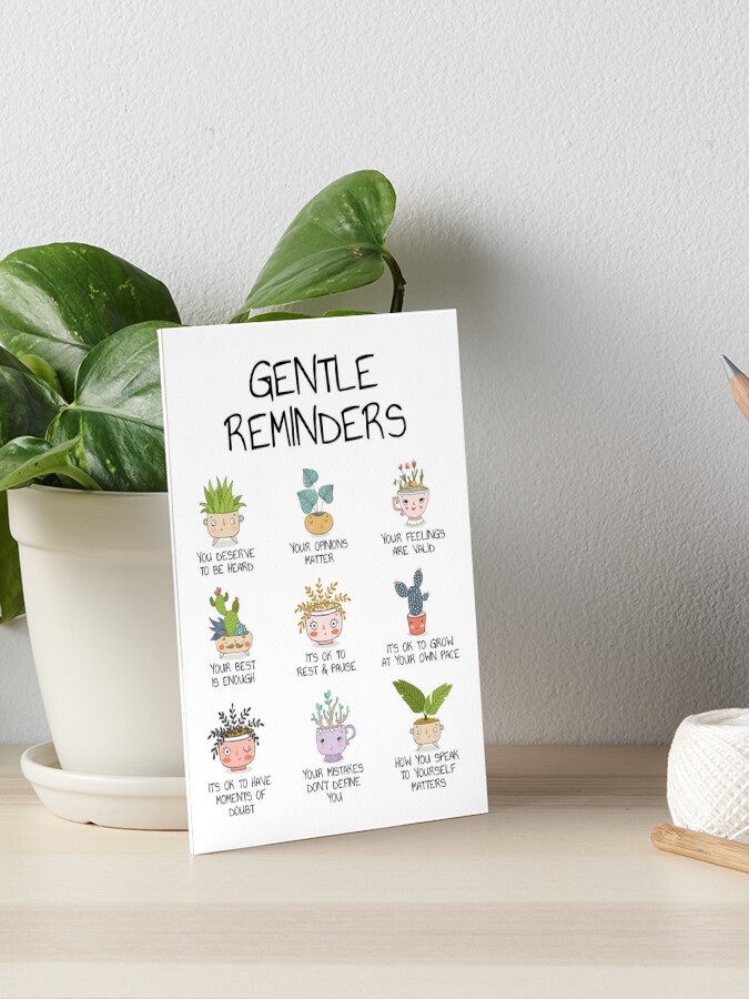 "Gentle Reminders Positive Affirmations Mental Health Wellbeing Art ...