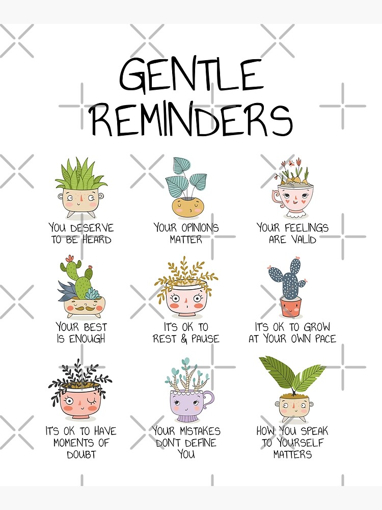 "Gentle Reminders Positive Affirmations Mental Health Wellbeing Art ...