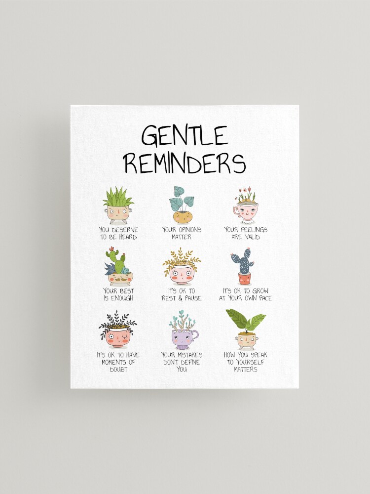 "Gentle Reminders Positive Affirmations Mental Health Wellbeing Art ...