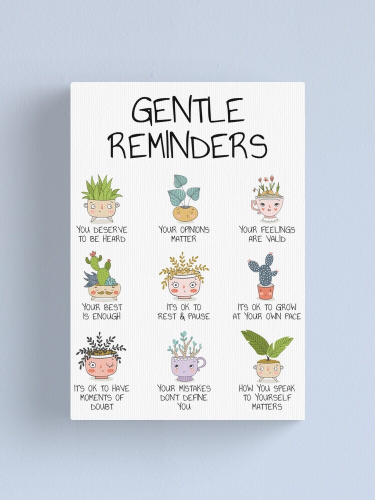 "Gentle Reminders Positive Affirmations Mental Health Wellbeing Art ...