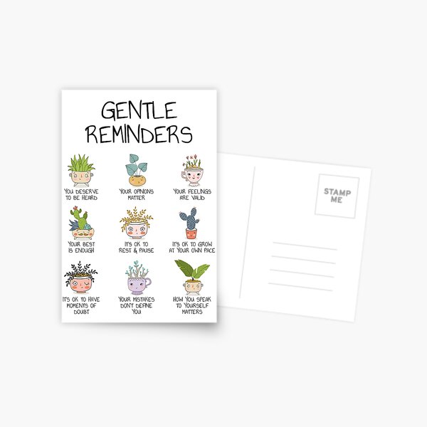 "Gentle Reminders Positive Affirmations Mental Health Wellbeing Art ...