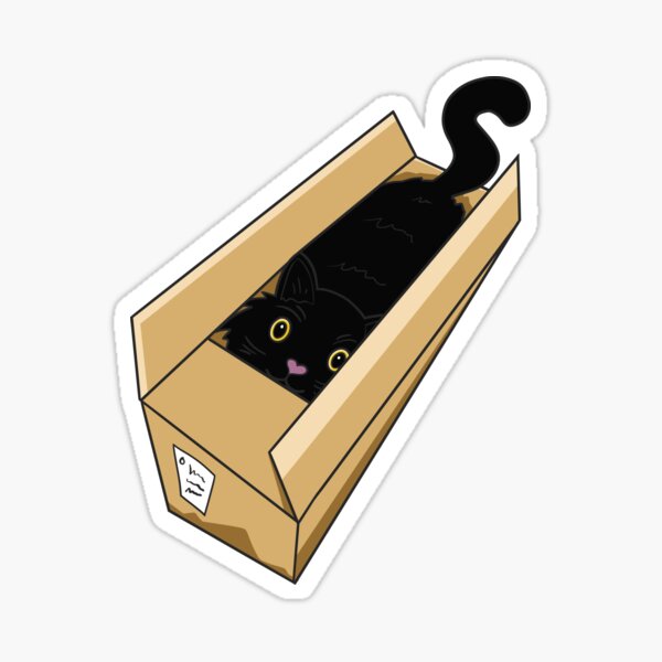 "Black Cat Hiding In Box - Cute Cat" Sticker for Sale by mikeymadness ...