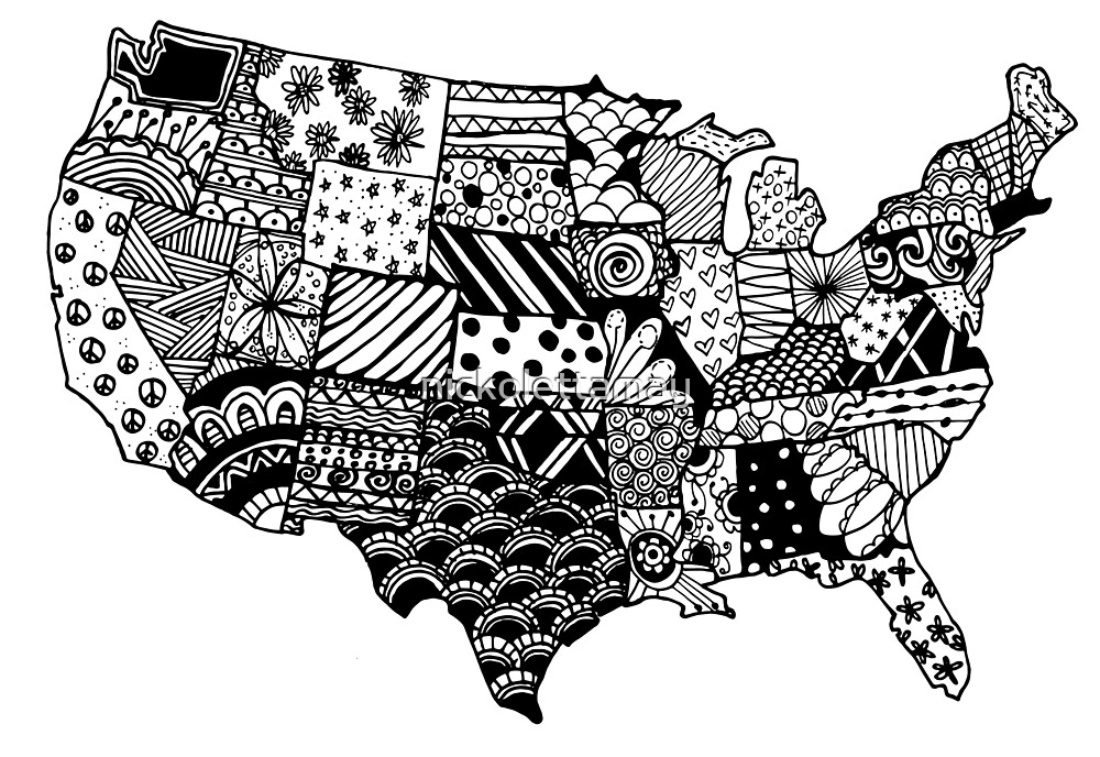 "United States Zentangle!" by nickolettamay | Redbubble